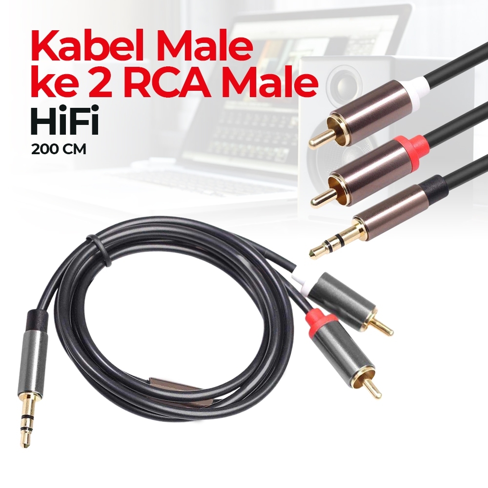 Jual Kabel Audio AUX 3.5mm Male ke 2 RCA Male Audio Stereo | Shopee Indonesia