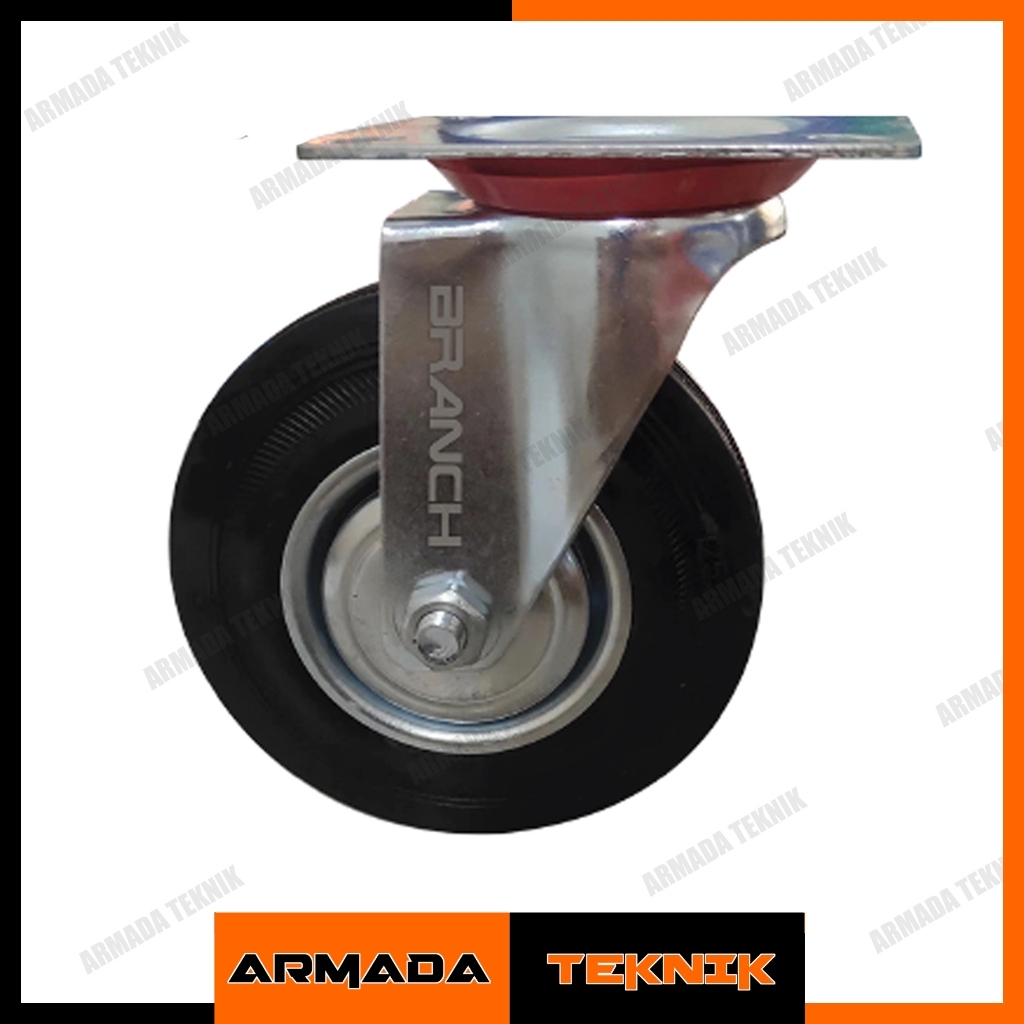 Jual Roda Trolley Karet Hitam 5 6 8 inch Hidup Branch | Shopee Indonesia