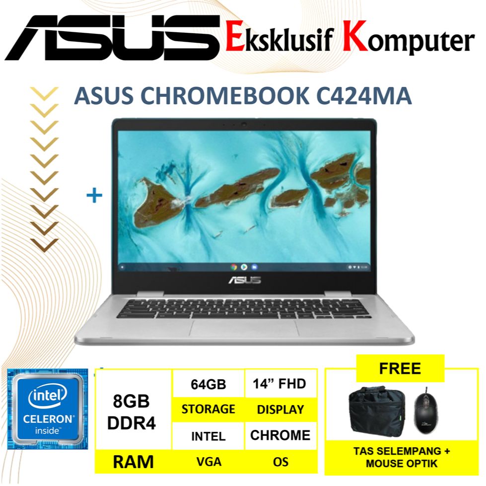 Jual Laptop Asus Chromebook C424MA Intel N4020 Ram 8GB 64GB eMMC 14 ...