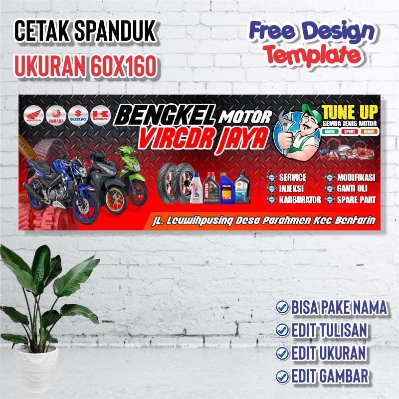 Jual CETAK SPANDUK BANNER BENGKEL UK 160X60 | Shopee Indonesia