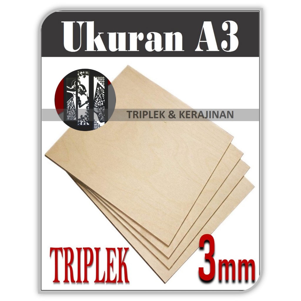 Jual Triplek 3mm Ukuran A3 uk. 297x420x3mm Multiplek 3 mm | Shopee Indonesia