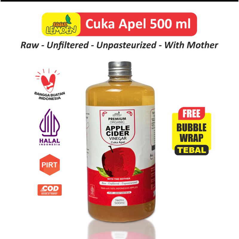 Jual SUUR sari lemon dan cuka apel 500ml vinegar with mother | Shopee ...