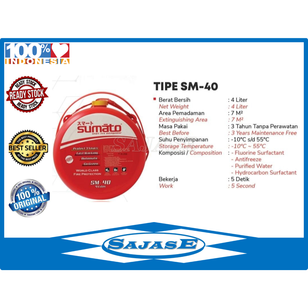 Jual Alat Pemadam Kebakaran Otomatis Sumato SM40 APAR Mini Otomatis ...