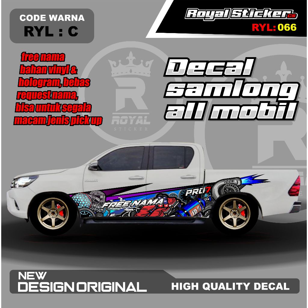 Jual RYL066-STIKER DECAL MOBIL VINYL HOLOGRAM CUSTOM NAMA GRATIS-STIKER ...