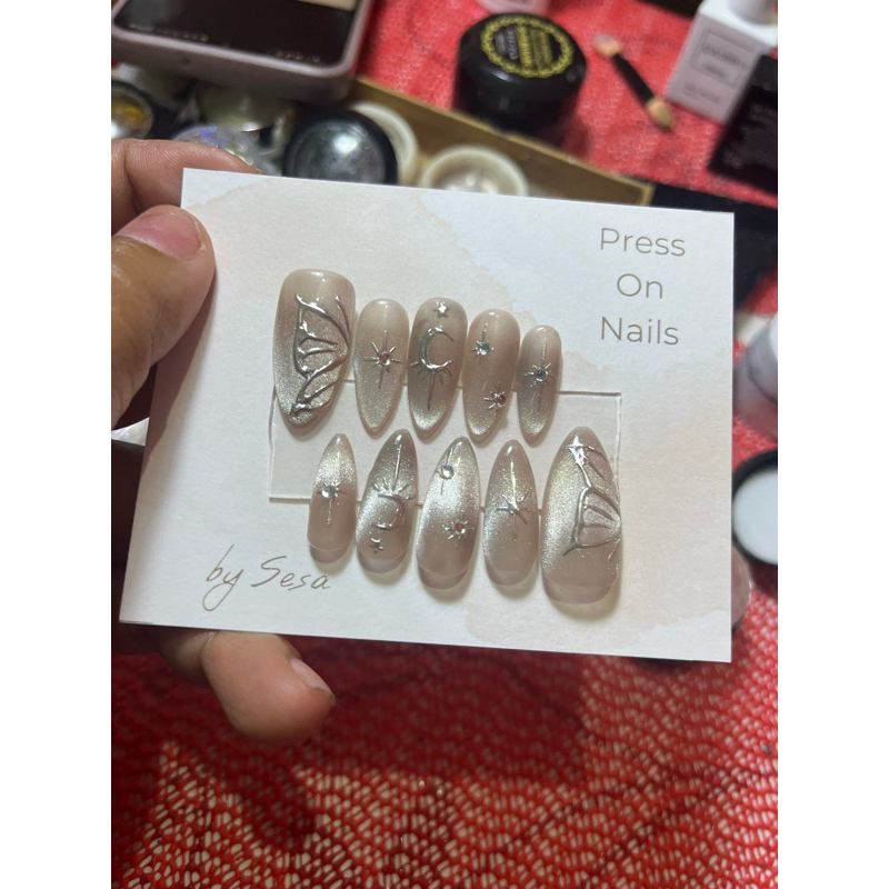 Jual press on nails -cat eye silchrome | Shopee Indonesia