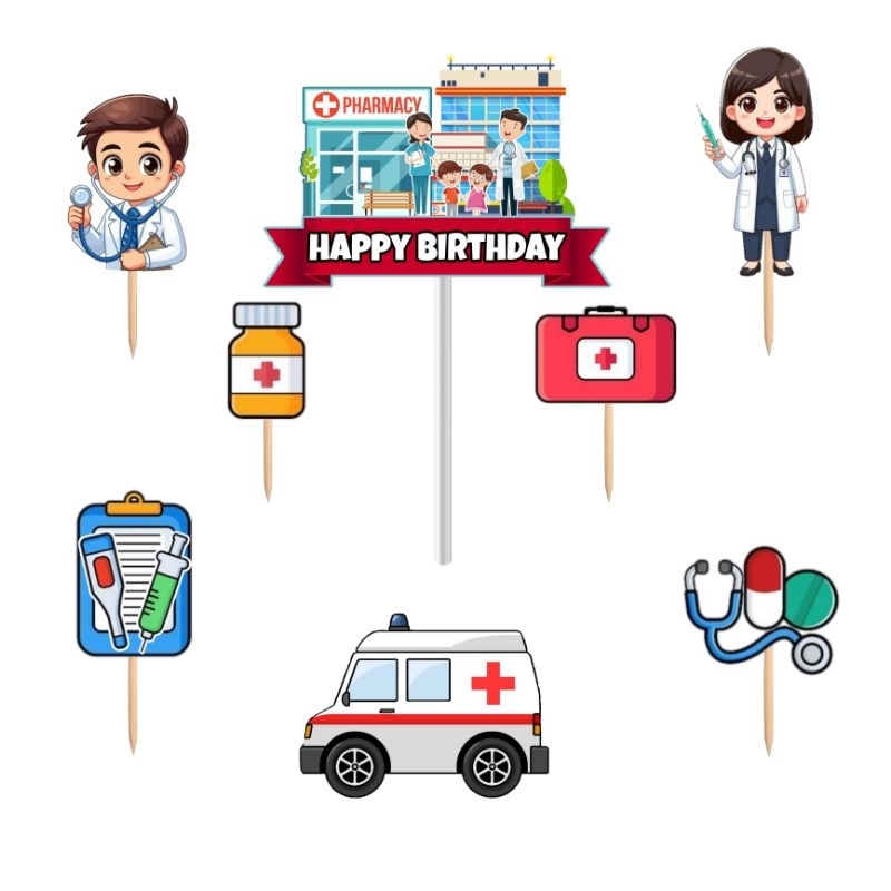 Jual topper kue dokter/topercake doctor/hiasan kue ulang tahun/topper ...