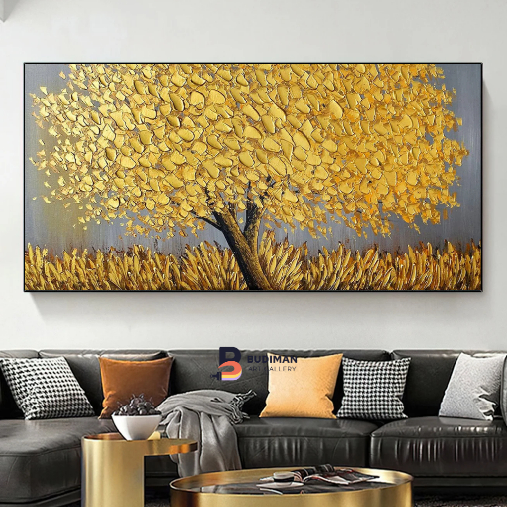 Jual BAGallery - Lukisan Abstrak Gold Tree 150cm x 80cm - Kode 1132024 ...