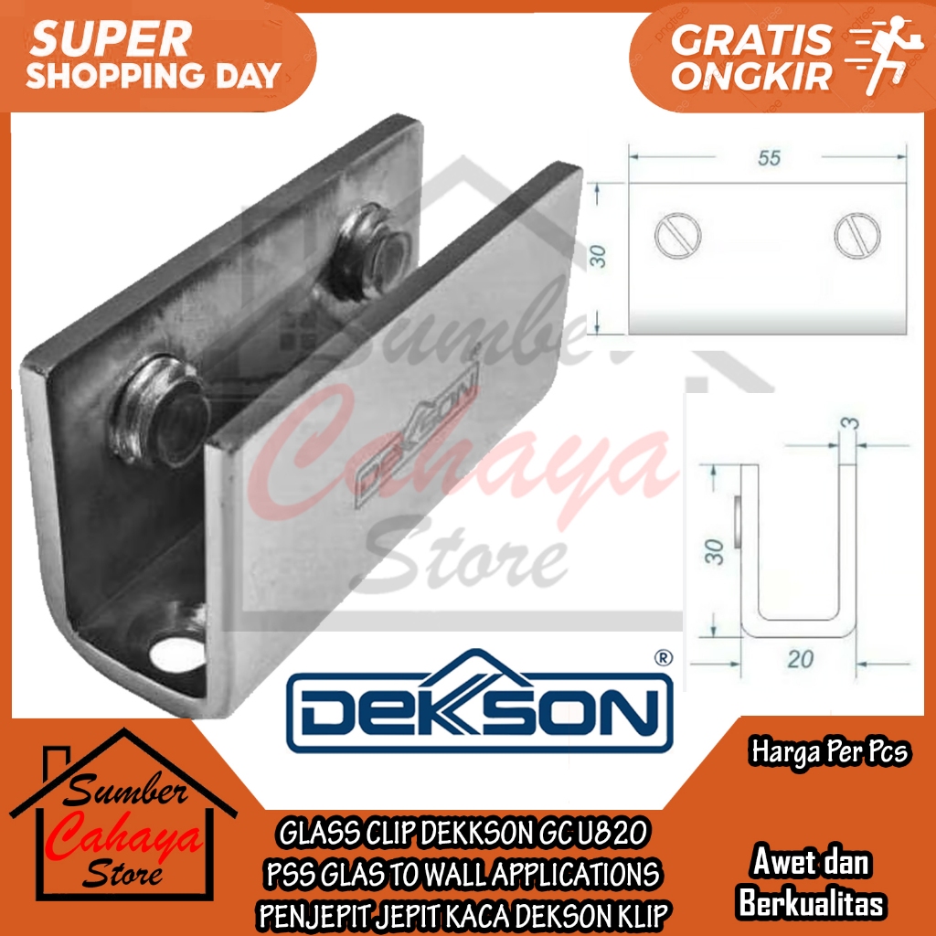 Jual Glass Clip Dekkson Gc U820 Pss Glas To Wall Applications Penjepit Jepit Kaca Dekson Klip ...