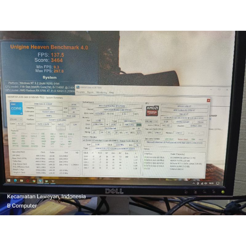 Jual paket PROSESOR intel i5 11400f/10400f + ASUS h510m + ram 16gb kit ...