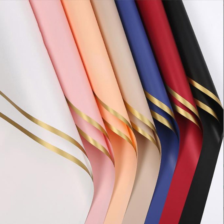 Jual (5 LEMBAR) Cellophane solid list gold / kertas wrapp flower frame ...