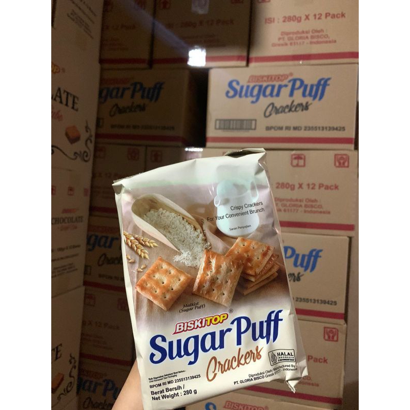 Jual BISKITOP Sugar Puff Crackers 280gr ( 1 ktn isi 12pc ) | Shopee ...