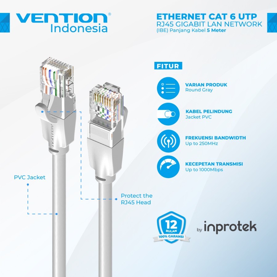 Jual Vention Kabel Lan Cat6 Cat.6 UTP Ethernet Patch Cord Cable IBE ...