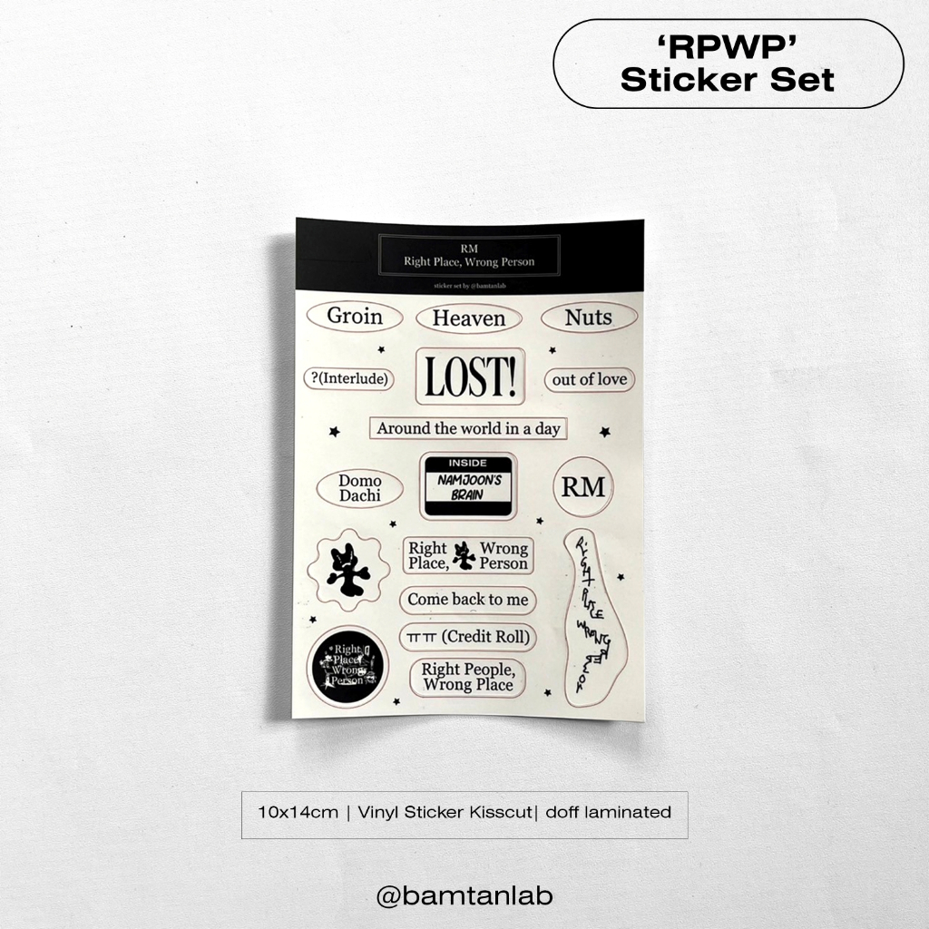 Jual RM ‘RPWP’ Sticker Set | Stiker Kisscut BTS 'Right Place, Wrong ...