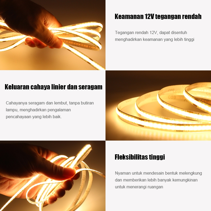 Jual LED STRIP COB12V 5 Meter LED Strip lampu papan telanjang COB ...