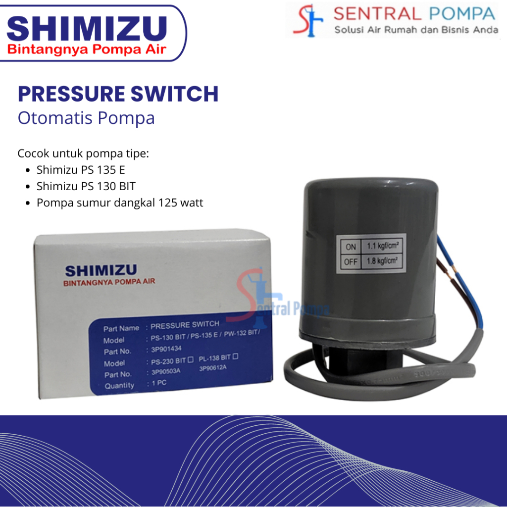 Jual Pressure Switch Shimizu Asli PS 130 BIT / PS 135 E Otomatis Pompa ...