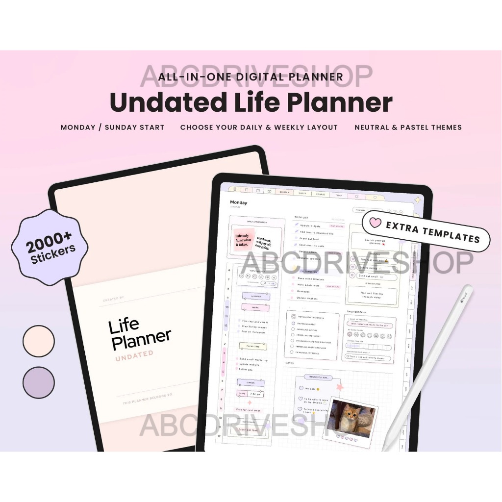 Jual Digital Journal & Planner - Undated Life Planner Portrait + Bonus ...