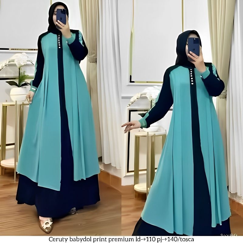 Jual Gamis set hijab lebaran terbaru 2024 / gamis 2024 model gamis set ...