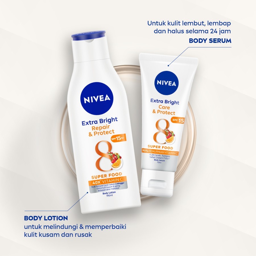 Jual NIVEA Body Lotion Extra Bright Repair & Protect SPF15 190ml ...
