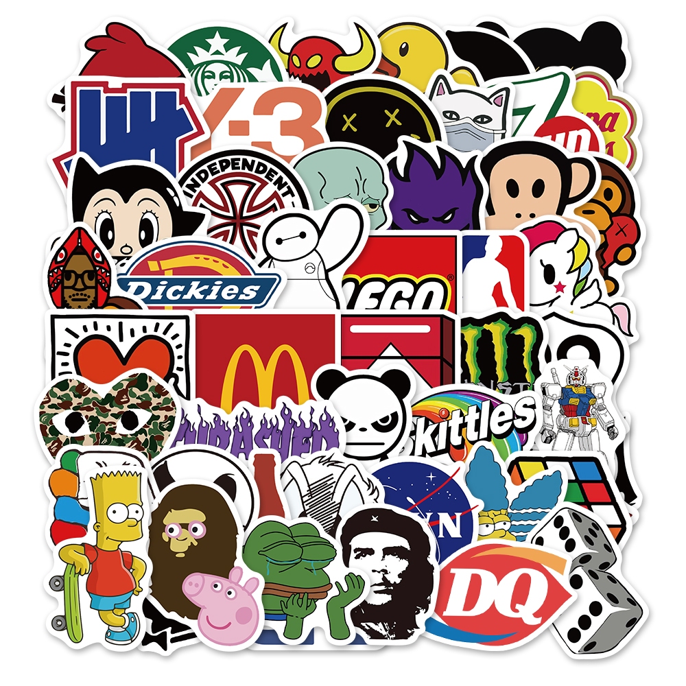 Jual COD logo brand Stiker Kartun Merek Stiker Anti Air Stikers ...