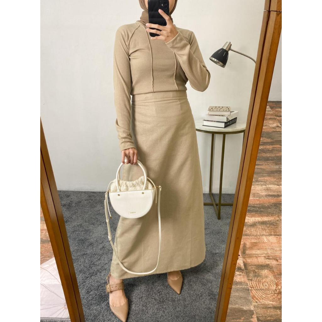 Jual Rok Basic Skirt Polos Linen Audy | Shopee Indonesia