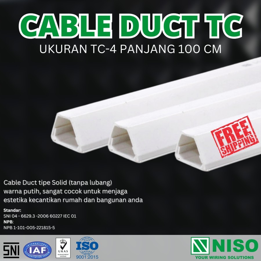 Jual NISO TC 4 TC4 CABLE DUCT PELINDUNG PENUTUP KABEL + DOUBLE TAPE TEBAL | Shopee Indonesia