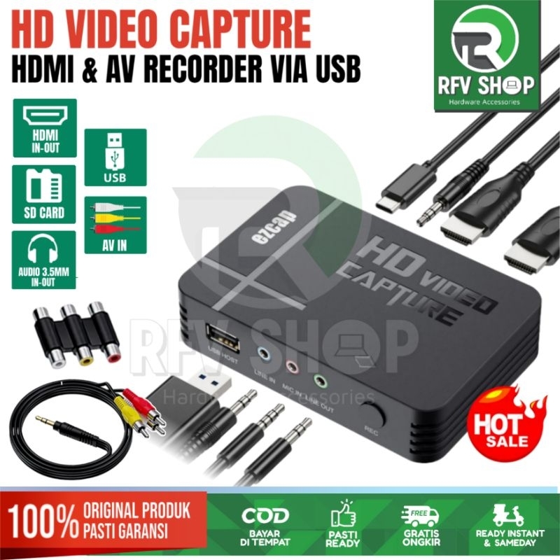 Jual EZCAP HD VIDEO CAPTURE HDMI & AV RCA RECORDER 1080p SAVE IN USB ...