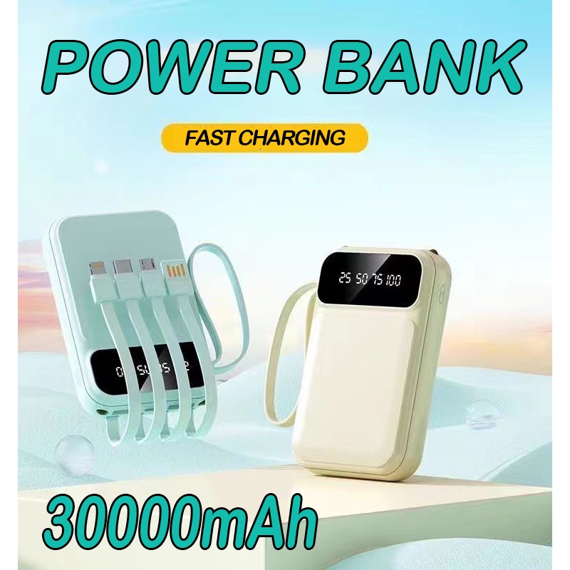 Jual Power bank built-in 4IN1 charge cable 30000mAh pawer bank original ...