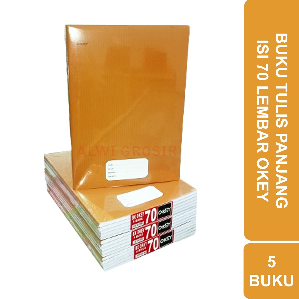 Jual BUKU TULIS PANJANG BOXY OKEY 70 LEMBAR SAMPUL CRAFT | ISI 5 PCS ...