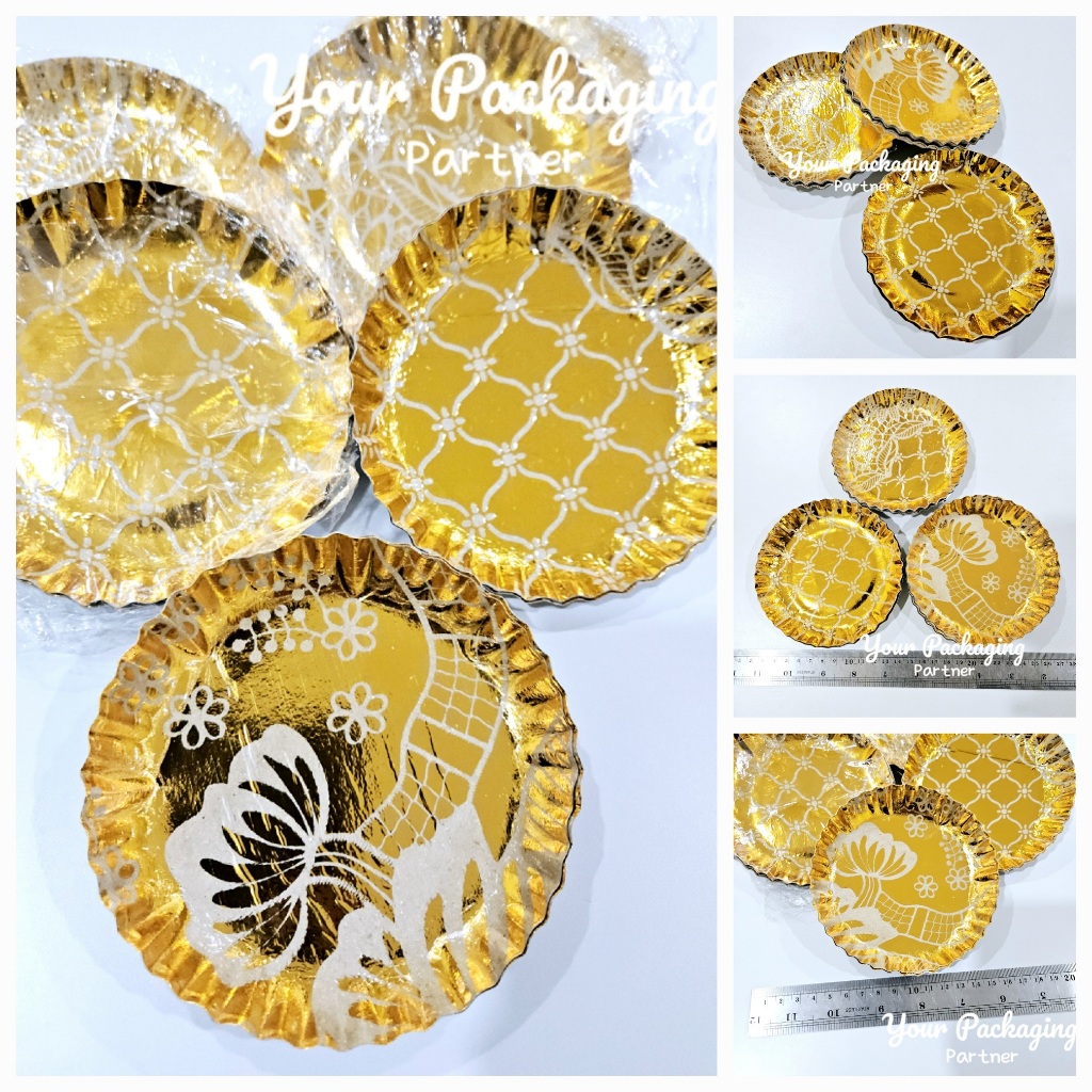 Jual (isi 10pcs) Piring Kue Kertas Emas / Mas / Paper Plate / Piring Ultah Tart Kertas | Shopee ...