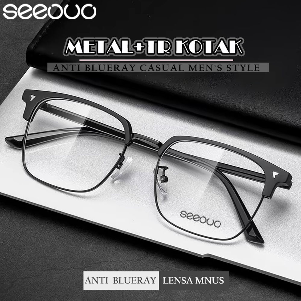 Jual Seeouo Kacamata Antiradiasi Blueray Model Kotak Bahan Metal+TR Ringan Fashionable Style ...