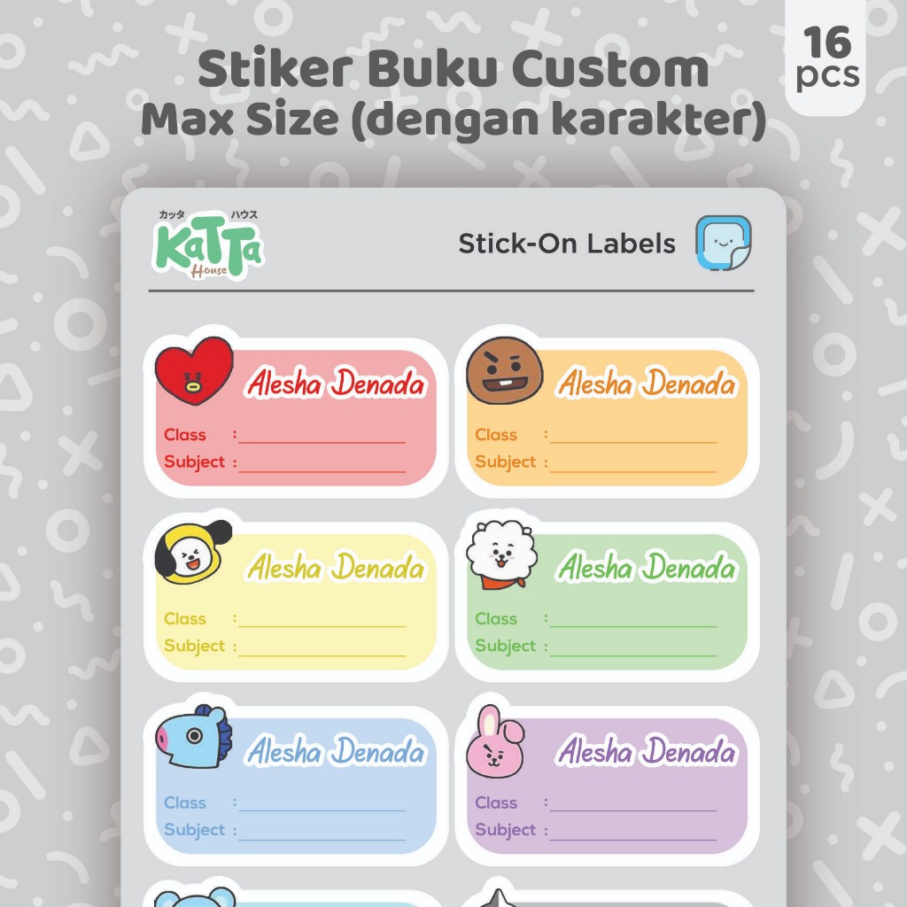 Jual Stiker Nama Buku Custom Karakter | Sticker Mapel Sekolah | Label ...