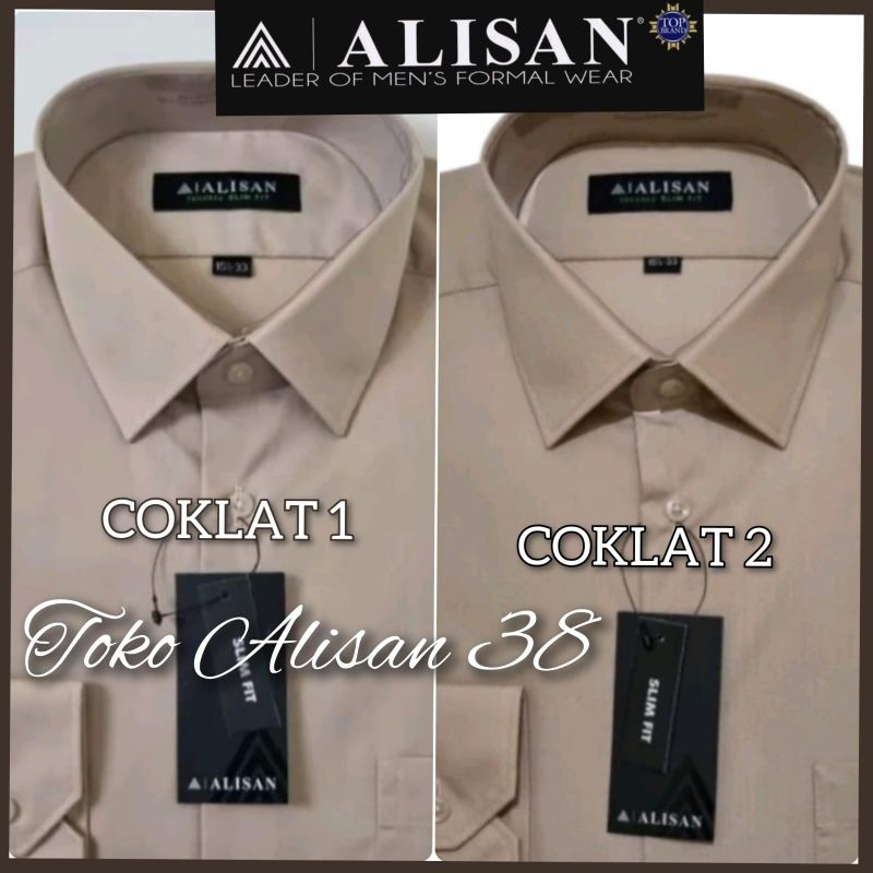 Jual Kemeja Alisan Polos Slim Fit Lengan Panjang Warna Coklat (100% ORI ...