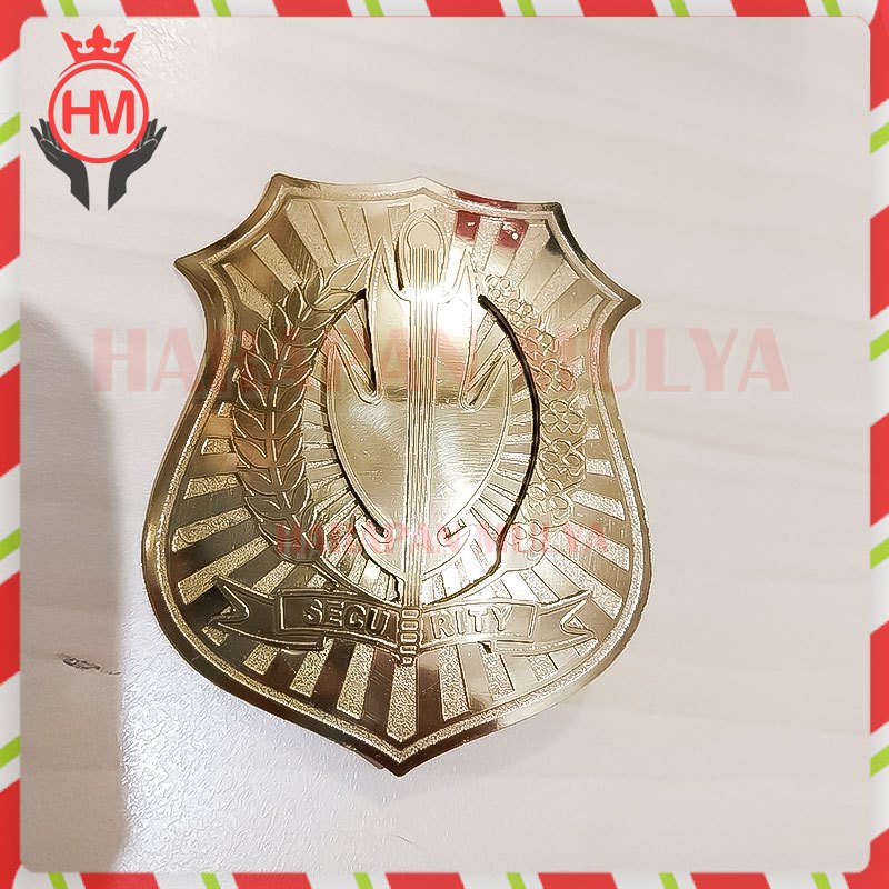 Jual Lencana Security Gold - Pin Satpam Model Perisai Logo Padi Dan ...