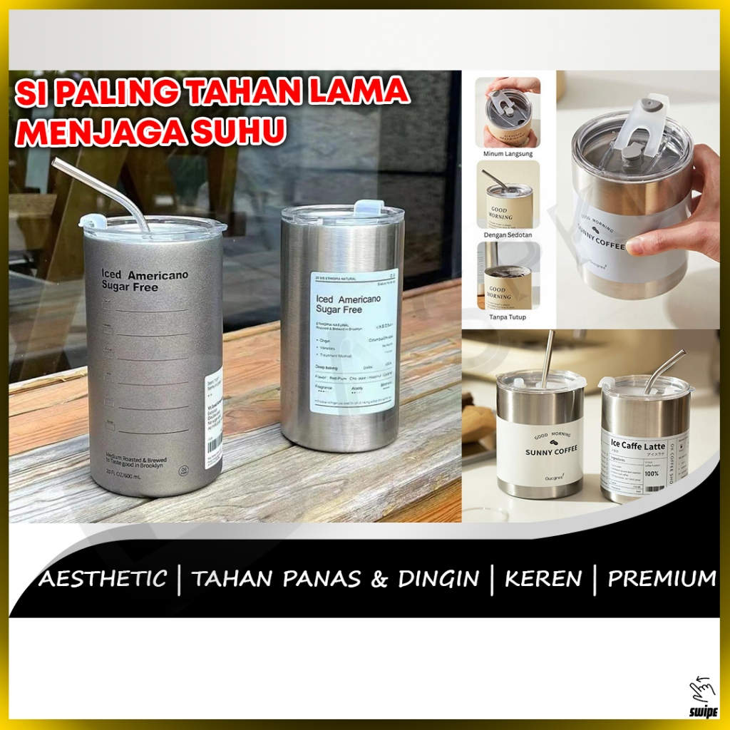 Jual Gelas Tumbler Kopi Cup Stainless Steel Aesthetic Botol Panas ...