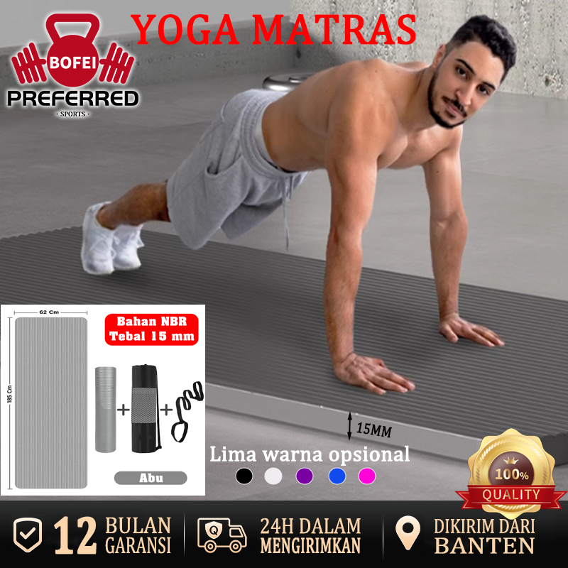 Jual Bofei-Matras Yoga Mat Anti Slip15mm Alas Karpet Senam Lantai ...
