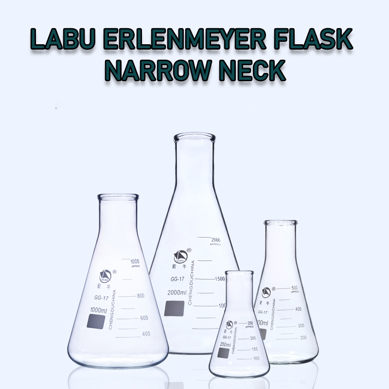 Jual SHUNIU Labu Erlenmeyer Flask Gelas Kaca Narrow Neck3000/5000/10000 ...