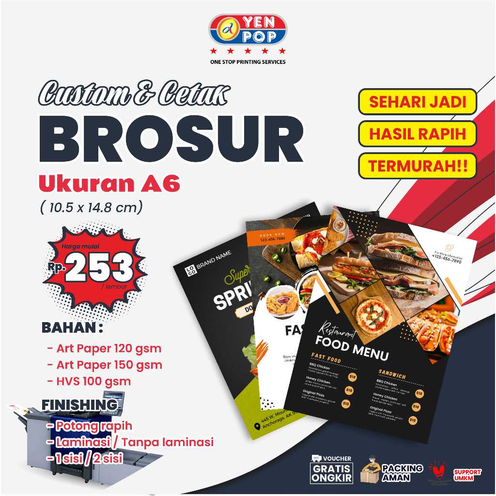 Jual Brosur Custom I Cetak Flyer Promosi A6 Art Paper 120 gsm I 150 gsm ...