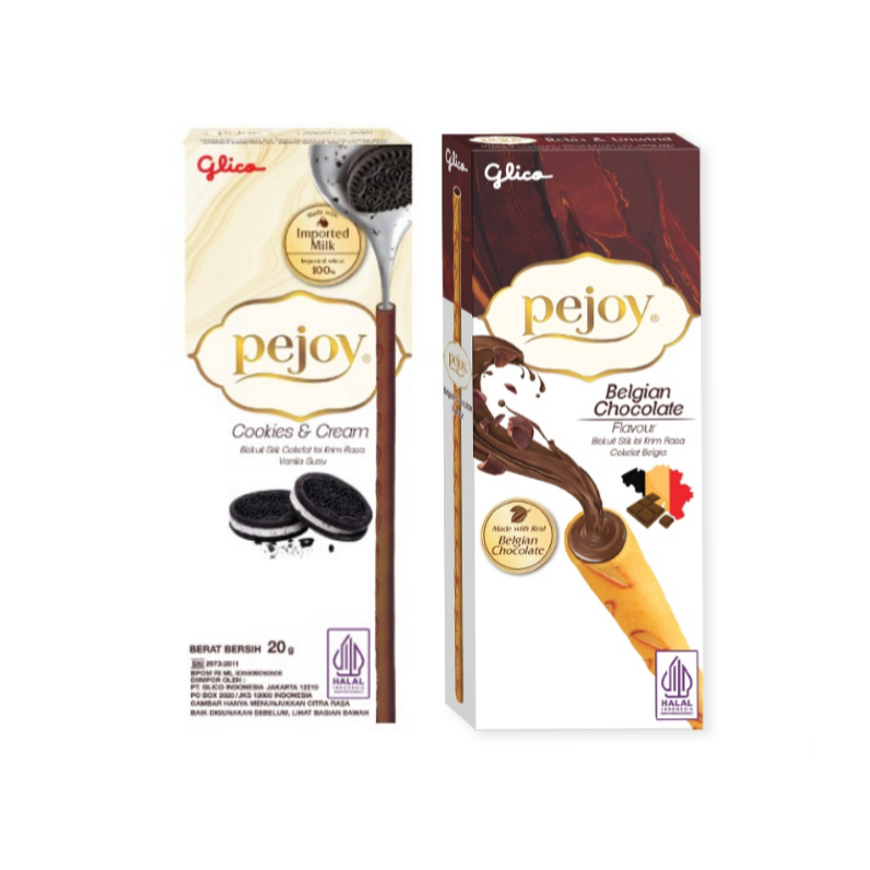Jual PEJOY GLICO 20gr CHOCOLATE FLAVOUR COOKIES CREAM COKELAT BISKUIT ...
