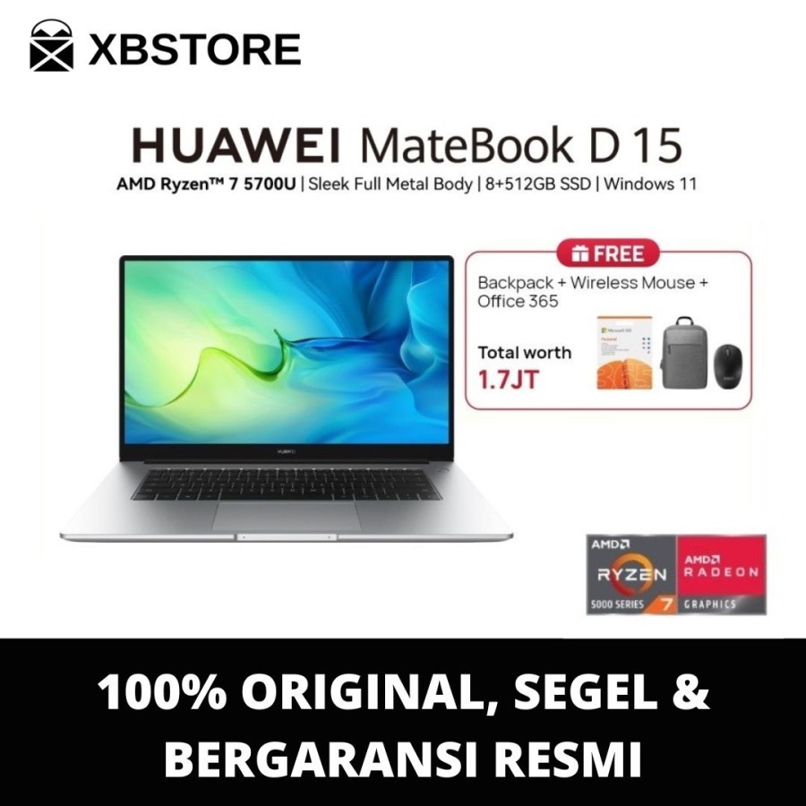 Jual Huawei Matebook D15 Ryzen 7 5700U (8/512) AMD Long Battery Life ...