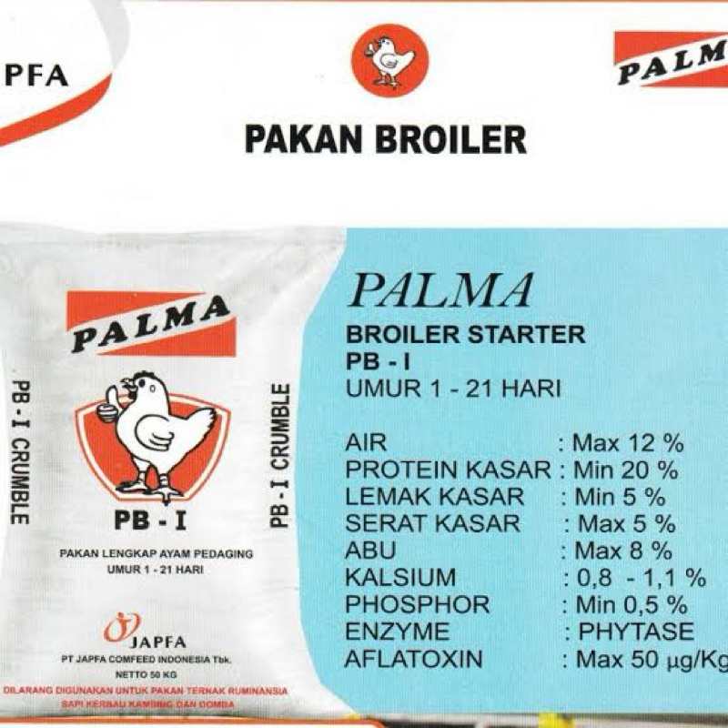 Jual Pakan Ayam BR PALMA PB-1 COMFEED konsentrat pedaging JAPFA COMFEED ...