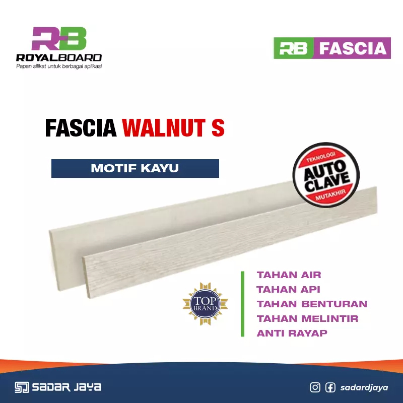 Jual RoyalBoard Fascia Walnut S Papan Lisplang GRC Motif Panjang 3 & 4 meter | Shopee Indonesia
