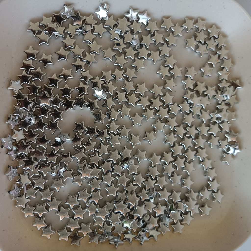Jual (15 gram) Manik Bintang silver CCB plastik ringan 10mm | Shopee ...