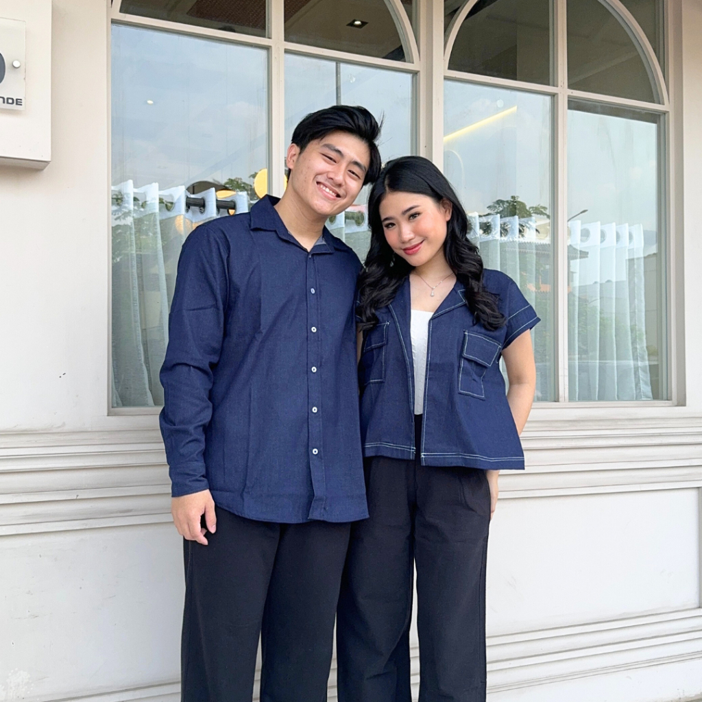 Jual Couple Project - Denim Couple Set Baju Pasangan Kemeja dan Vest ...