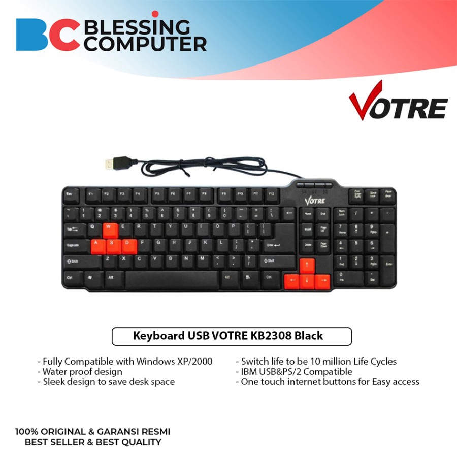 Jual Keyboard USB VOTRE KB2308 Black | Shopee Indonesia