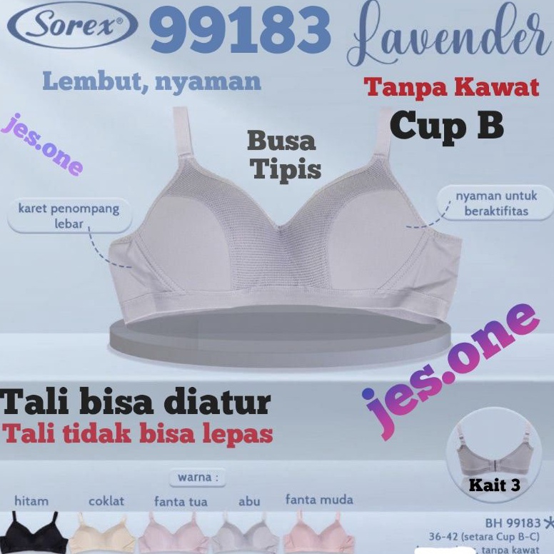 Jual KODE B34F Sorex 99183 Bra BH Busa Tipis Tanpa Kawat Kait 3 Cup B ...