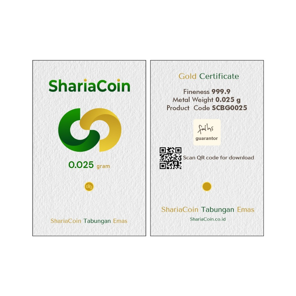 Jual ShariaCoin Emas Denom Kecil 0,001 gram, 0,01 gram, 0.025 gram, 0 ...