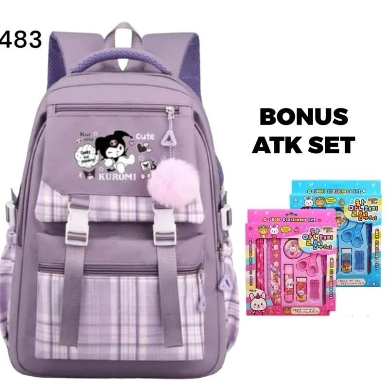 Jual PAKET BANYAK BONUSNYA 5IN1 Tas Ransel Anak Perempuan Sekolah SD SMP KUROMI FASHION KOREAN ...