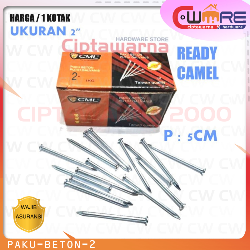 Jual Paku Dinding Beton Bata Kayu Galvanis Putih 2" 5cm - CW1 | Shopee ...