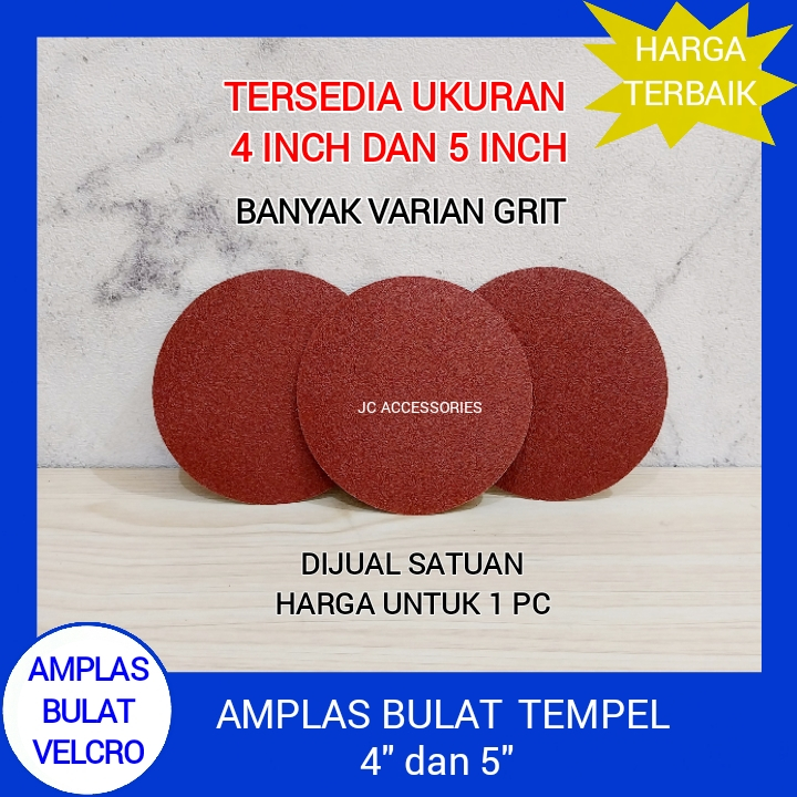 Jual AMPLAS BULAT VELCRO 4” GRIT 60 GRIT 80 GRIT 100 GRIT 120 GRIT 240 ...
