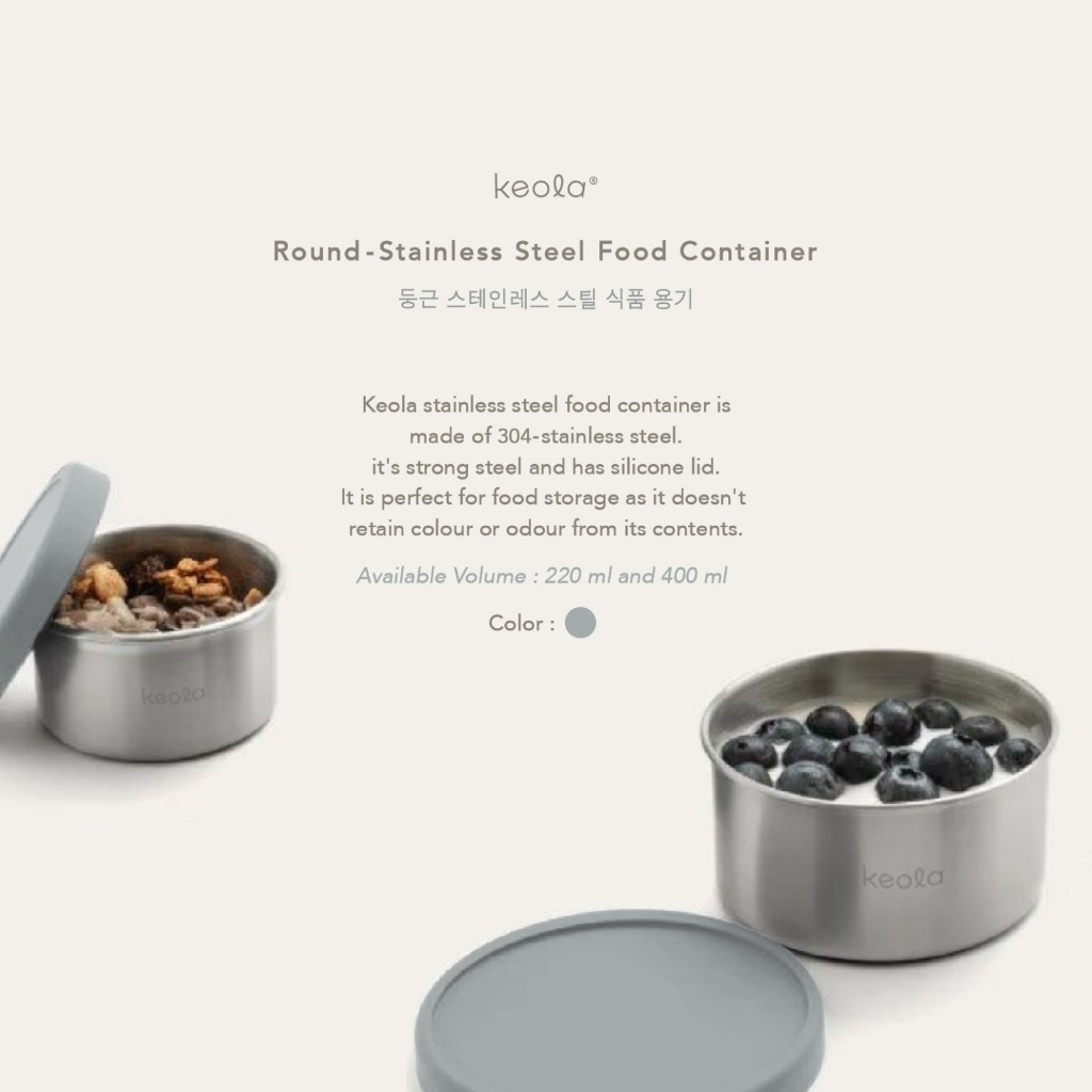 Jual Keola-Round Set Lunch Box Stainless With Silicon Lid Anti Tumpah ...